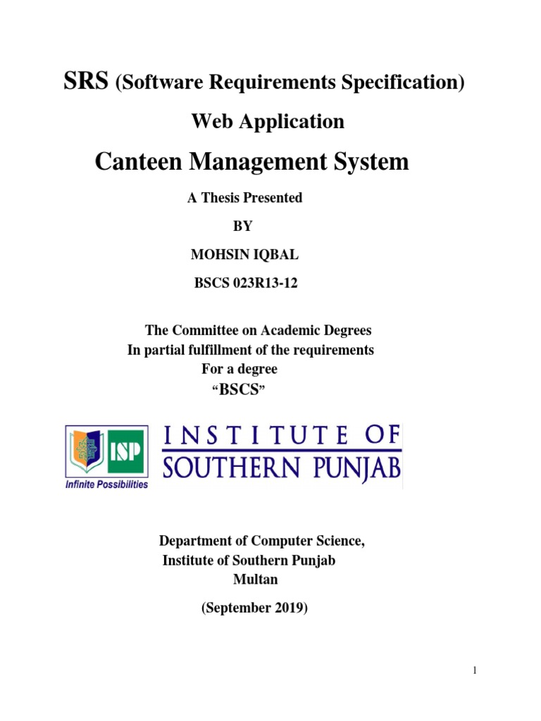 Online Food Order System: A Software Requirements Specification for a ...