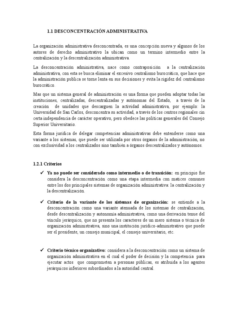 Desconcentracion Administrativa | PDF | Descentralización ...