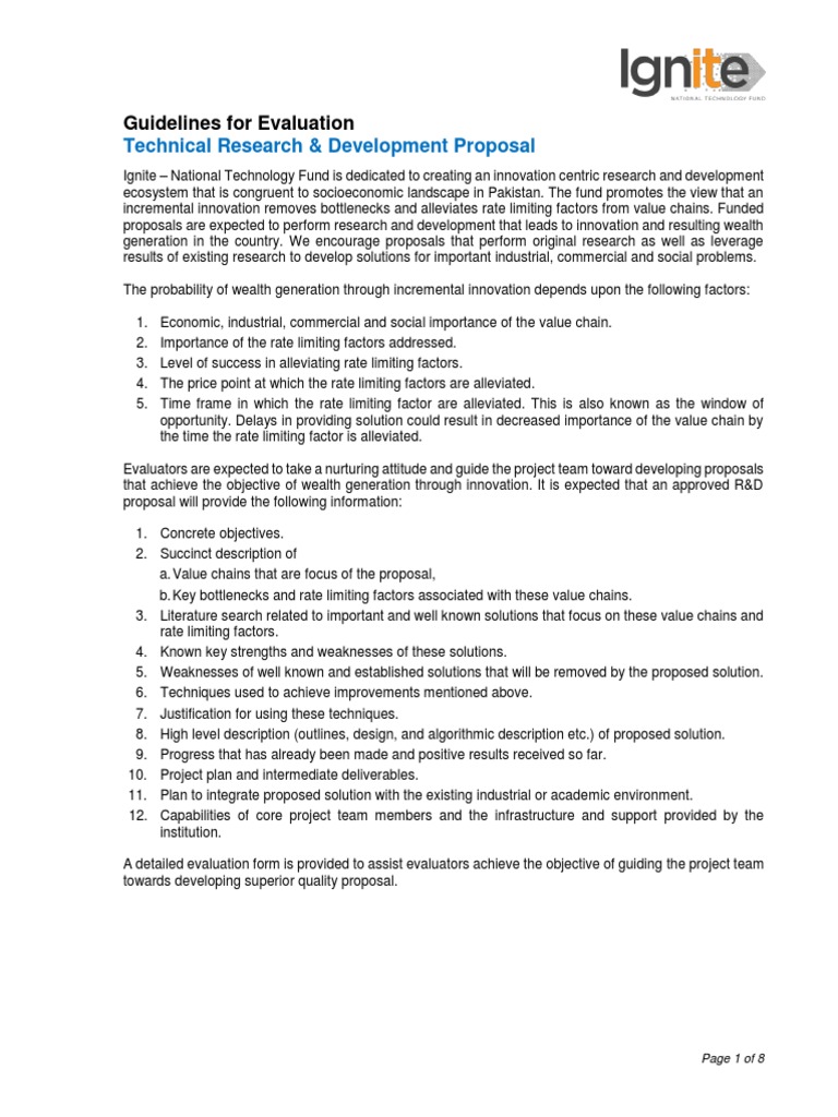 R&D Proposal Evaluation Guidelines | PDF | Evaluation | Innovation