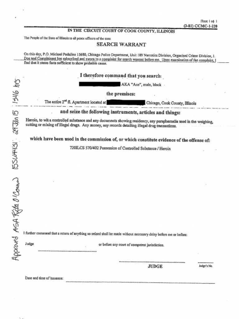 Complaint for Search Warrant