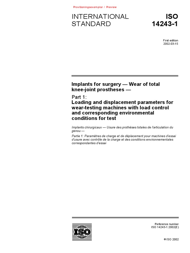 Iso 14243 1 2002 FR PDF | PDF | International Organization For ...