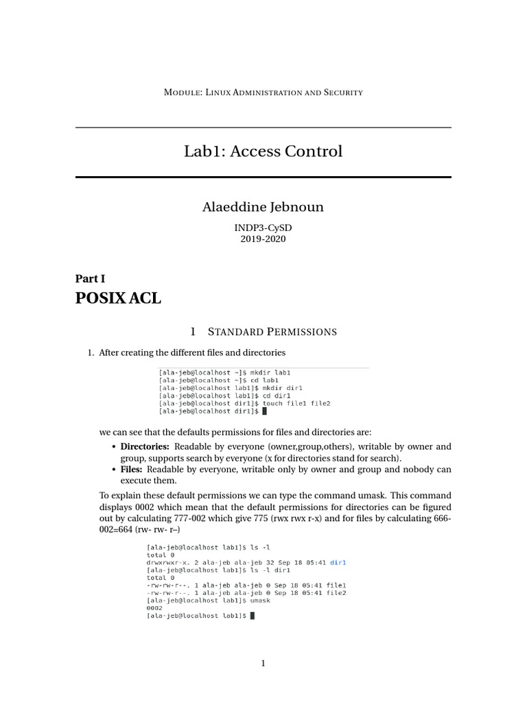 Lab1 Access Control Posix Acl Pdf Secure Shell Secure Communication
