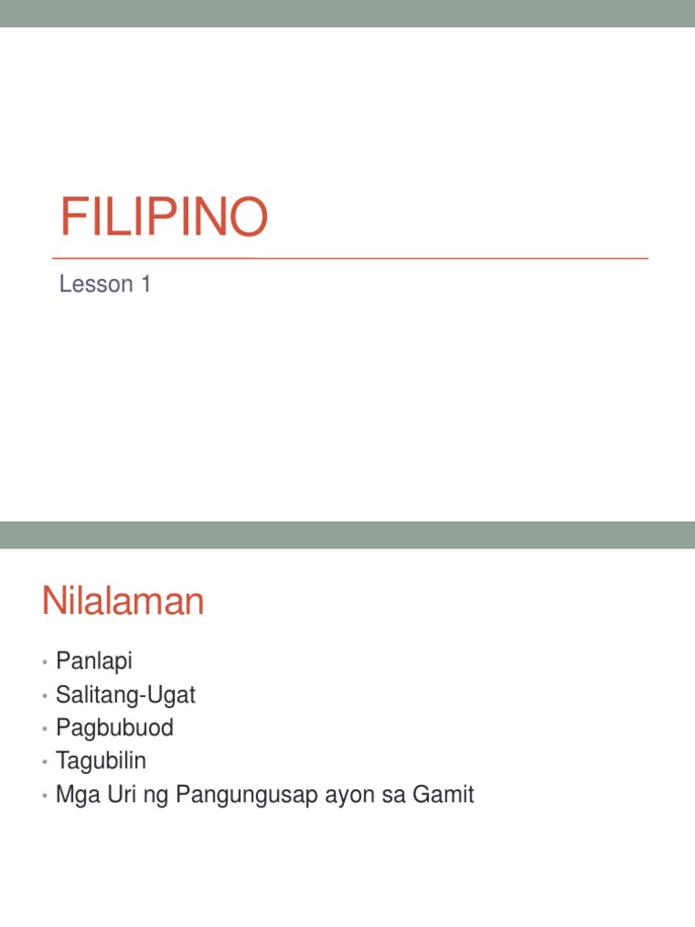 Filipino Lesson 1 | PDF