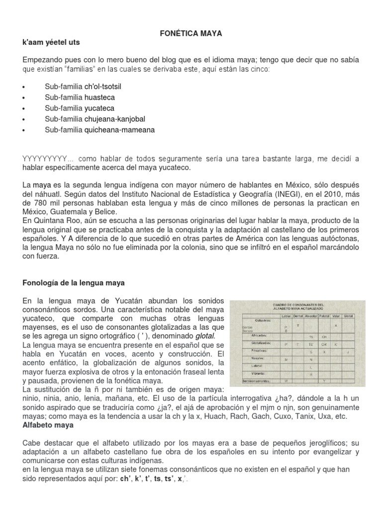 FONÉTICA MAYA, Garifuna, Xinca | PDF | Alfabeto | Familias de idiomas