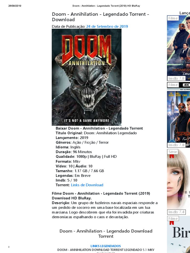 Doom - Annihilation - Legendado Torrent (2019) HD BluRay | Download ...
