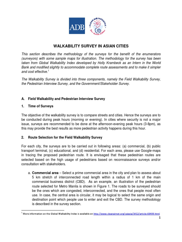 Walkability Survey in Asian Cities: A. Field Walkability and Pedestrian ...