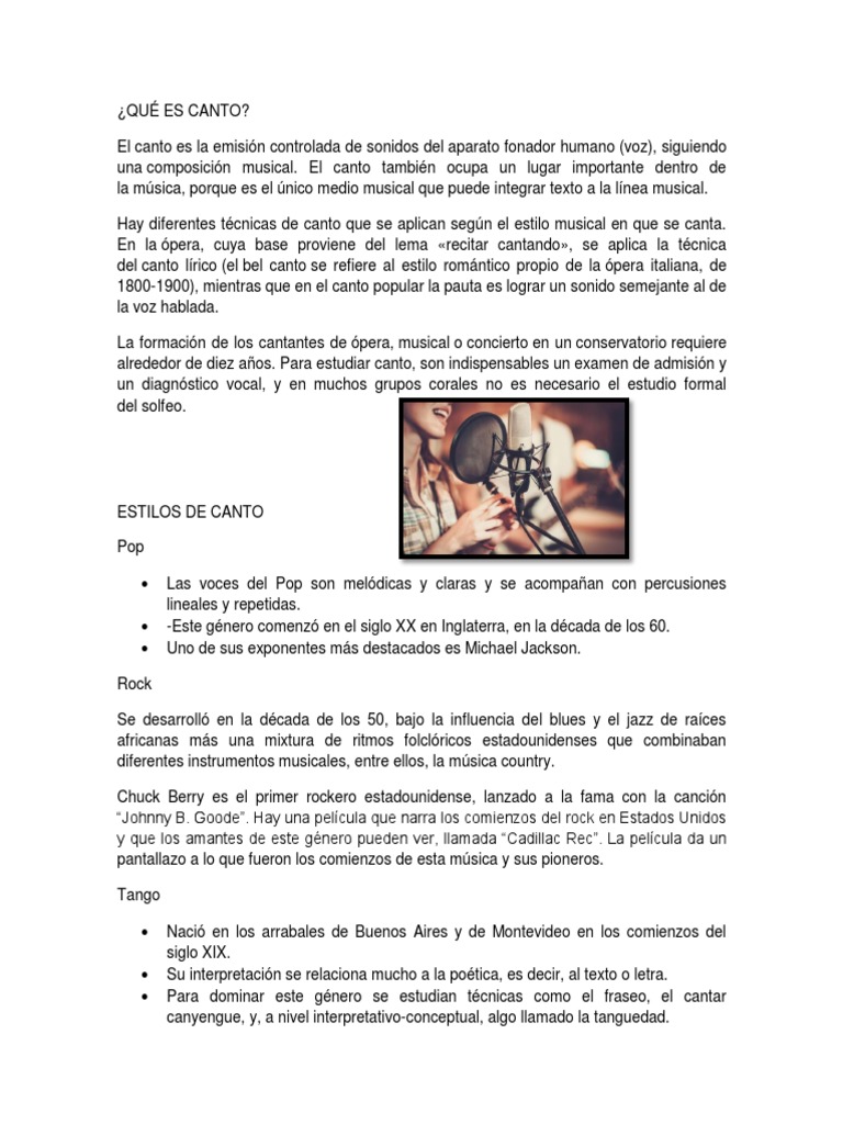 Qué Es Canto | PDF | Canto | Presentación musical
