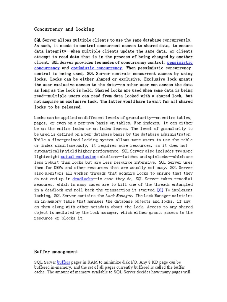 Concurrency and Locking: Pessimistic Concurrency Optimistic Concurrency | Download Free PDF ...