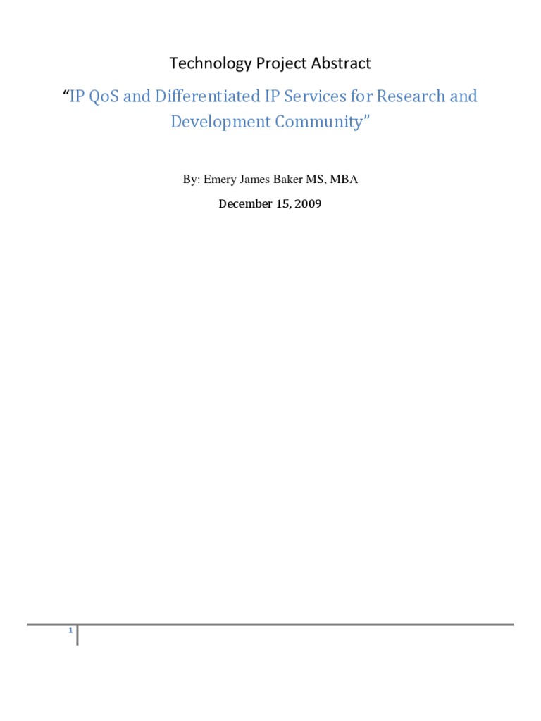 IP QoS and Differentiated IP Services For Research and Development ...