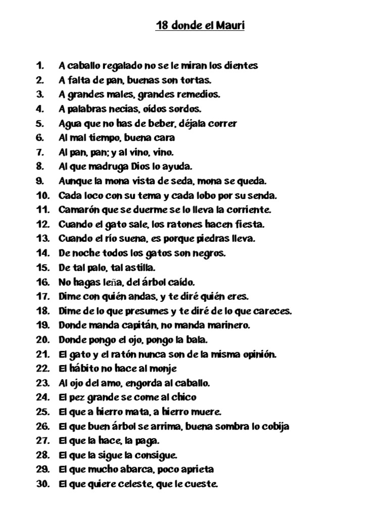 Refranes y dichos populares chilenos | PDF | Gatos | Alimentos