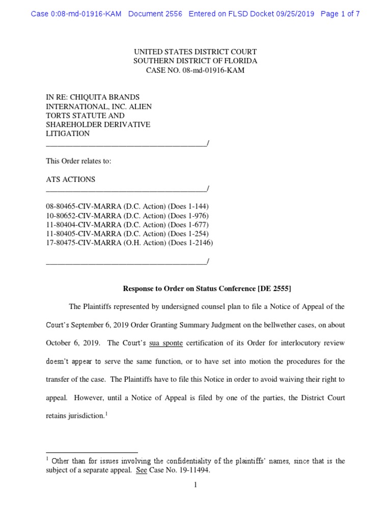 Response To Order On Status Conference R 2556 | PDF | Evidence (Law ...