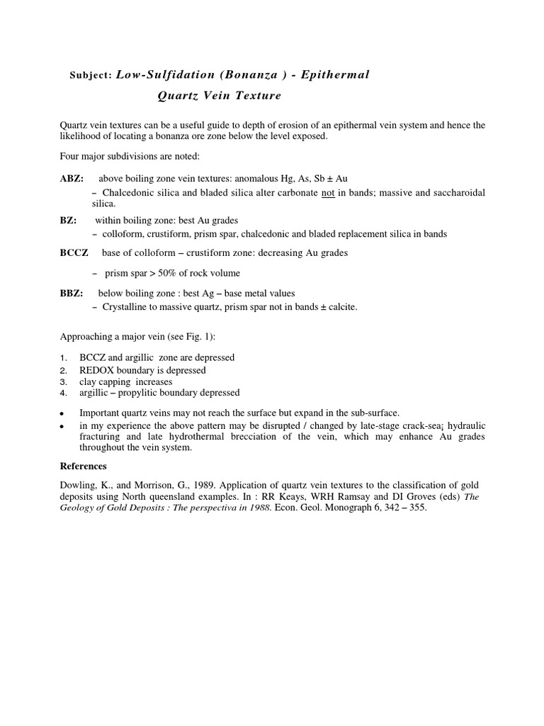 8.2) Low-Sulfidation Epithermal Quartz Veins Textures (Short) | PDF