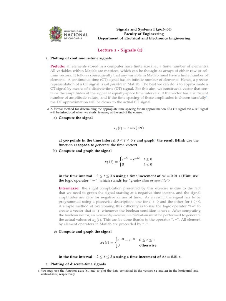 L1 - Signals (1) (During Lecture) | PDF | Discrete Time And Continuous ...