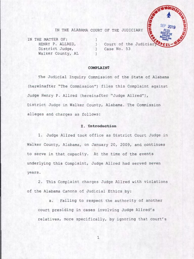 JIC Complaint Against Judge Henry Allred | PDF | Law