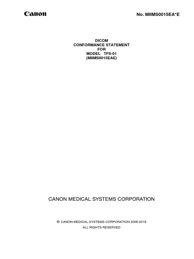 Canon Dicom Conformance Statement For Model TFS-01 | Download Free PDF | Medical Imaging ...