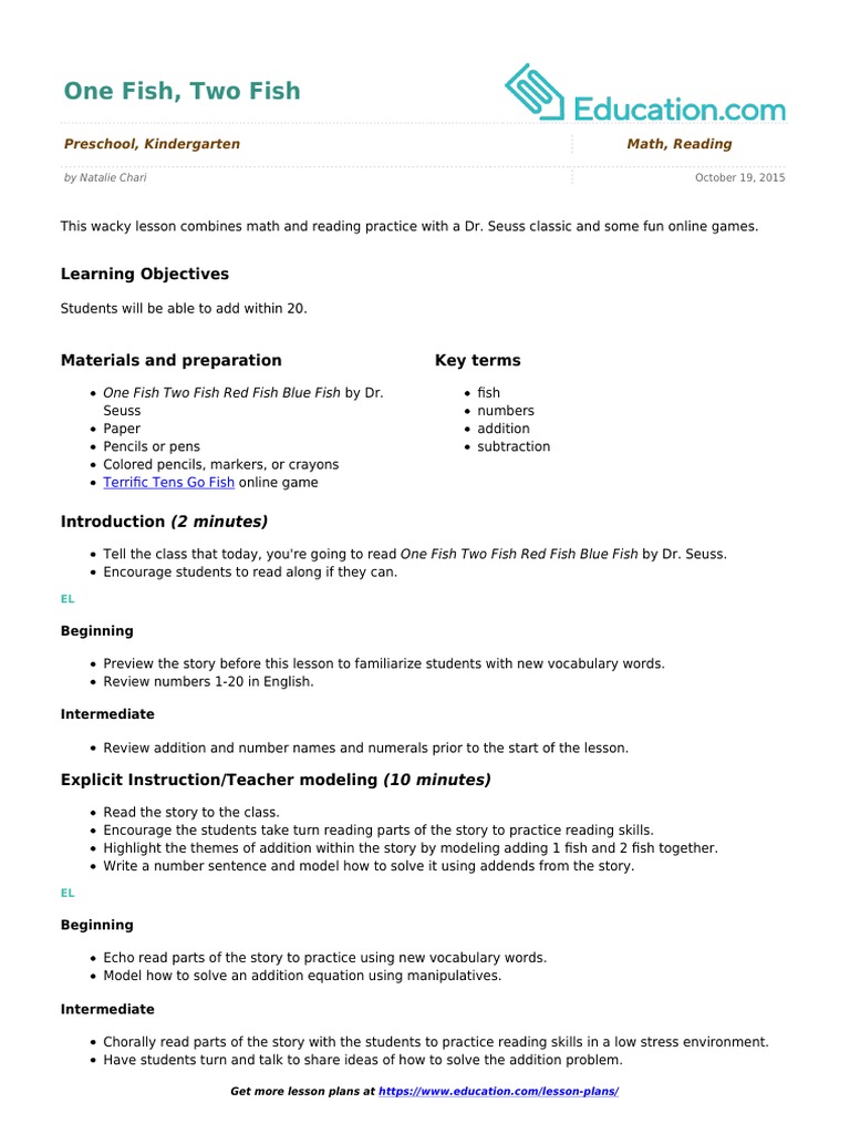 One Fish Two Fish | PDF | Applied Psychology | Educational Psychology