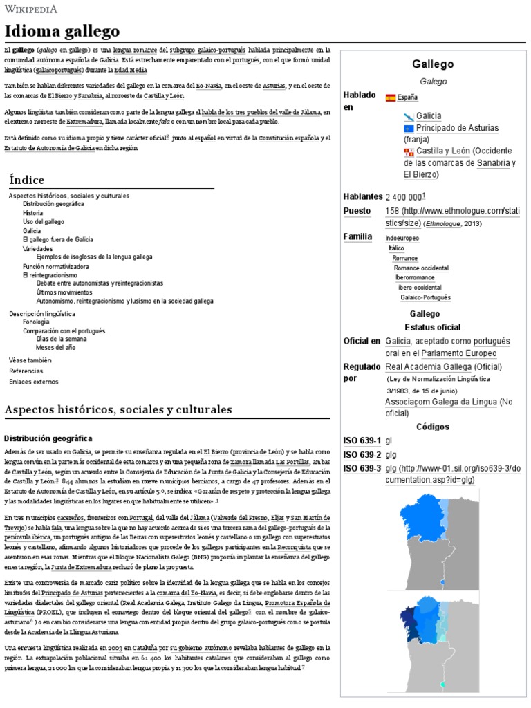 Idioma Gallego - Wikipedia, La Enciclopedia Libre | PDF | Lenguas de ...