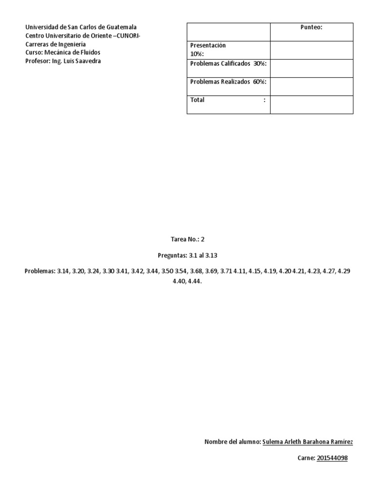 Tareas de Mecánica de Fluidos | PDF | Presión | Física Matemática