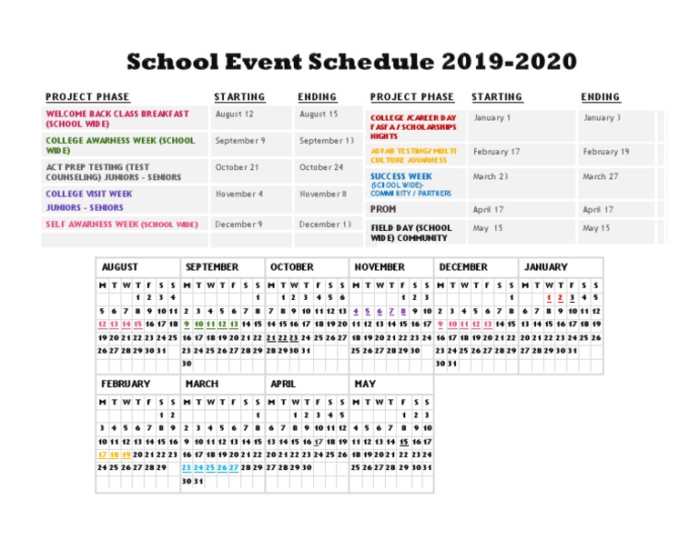 School Year Event Schedule 2023-2024 | PDF
