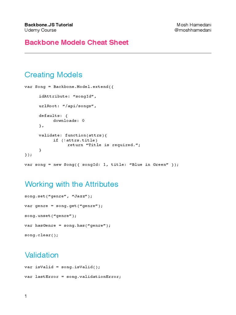 Backbone Models Cheat Sheet | PDF