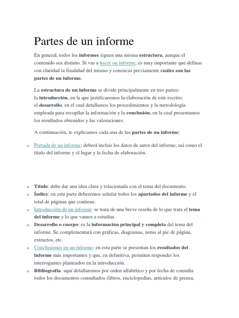 Partes de Un Informe | PDF | Science | Información