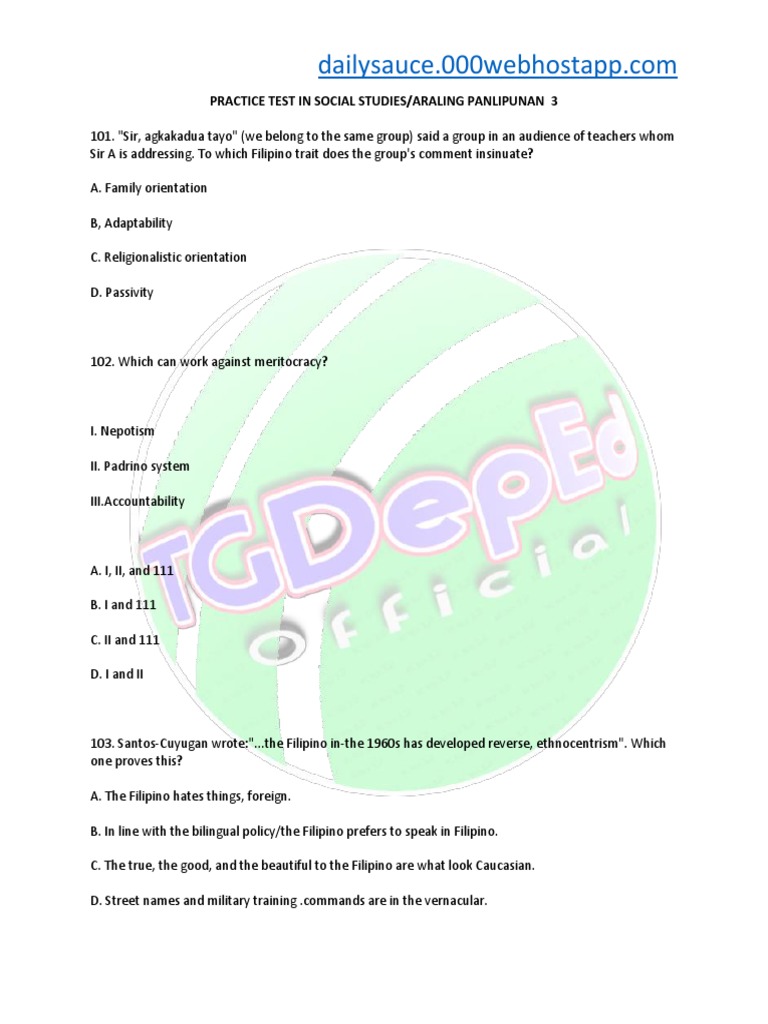 9th Grade Social Studies Practice Test | PDF | Homo | Taiwan