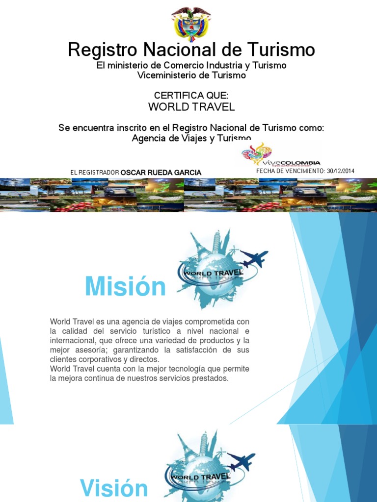 Registro Nacional de Turismo: World Travel | PDF | Agencia de viajes ...