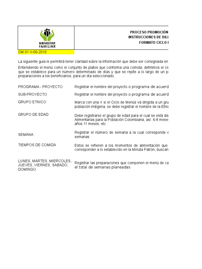 F2.G6.PP Formato Ciclo de Menus v2 | Descargar gratis PDF | ensalada | Sopa