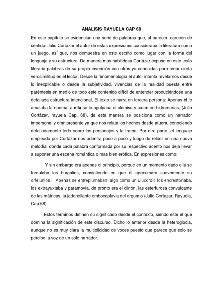 Análisis del Capítulo 68 de Rayuela | PDF | Science | Ciencia filosófica