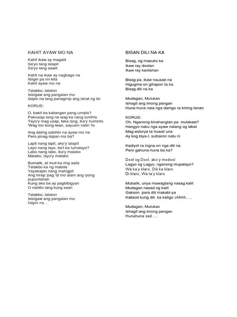 Kahit Ayaw Mo Na Bisaya Version | PDF