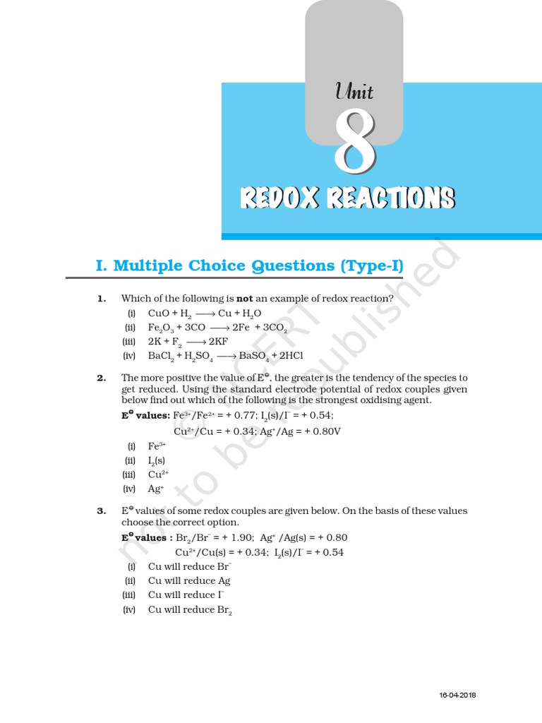 Redox Reaction | PDF | Redox | Chlorine