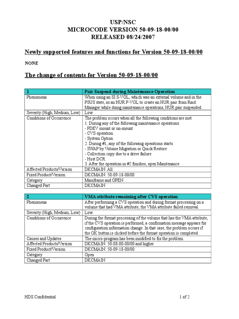 Usp/Nsc MICROCODE VERSION 50-09-18-00/00 RELEASED 08/24/2007 Newly ...