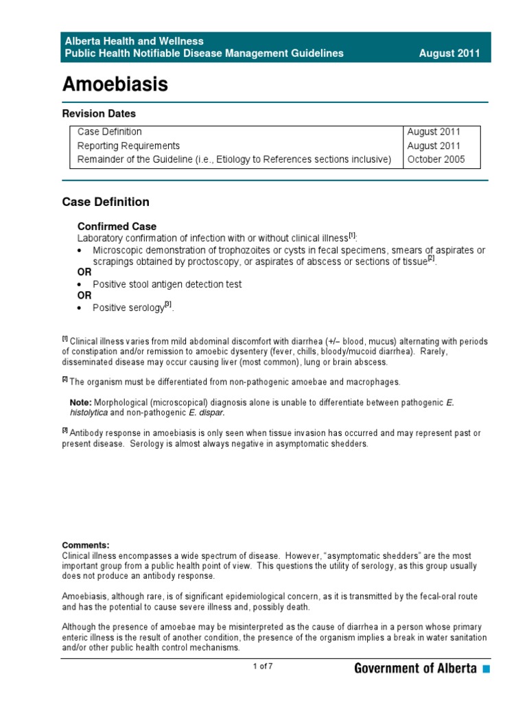 Guidelines Amoebiasis 2011 PDF | Download Free PDF | Epidemiology ...