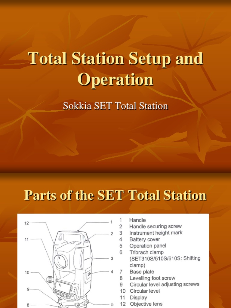 Total Station Setup and Operation PDF | PDF | Surveying | Scientific ...