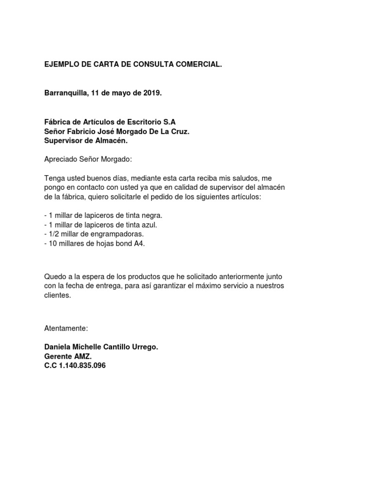 Formato De Carta Formal Con Cc Carta De Presentación Para Un Puesto