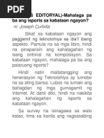 Sports Writing (Filipino) - Abanco | PDF