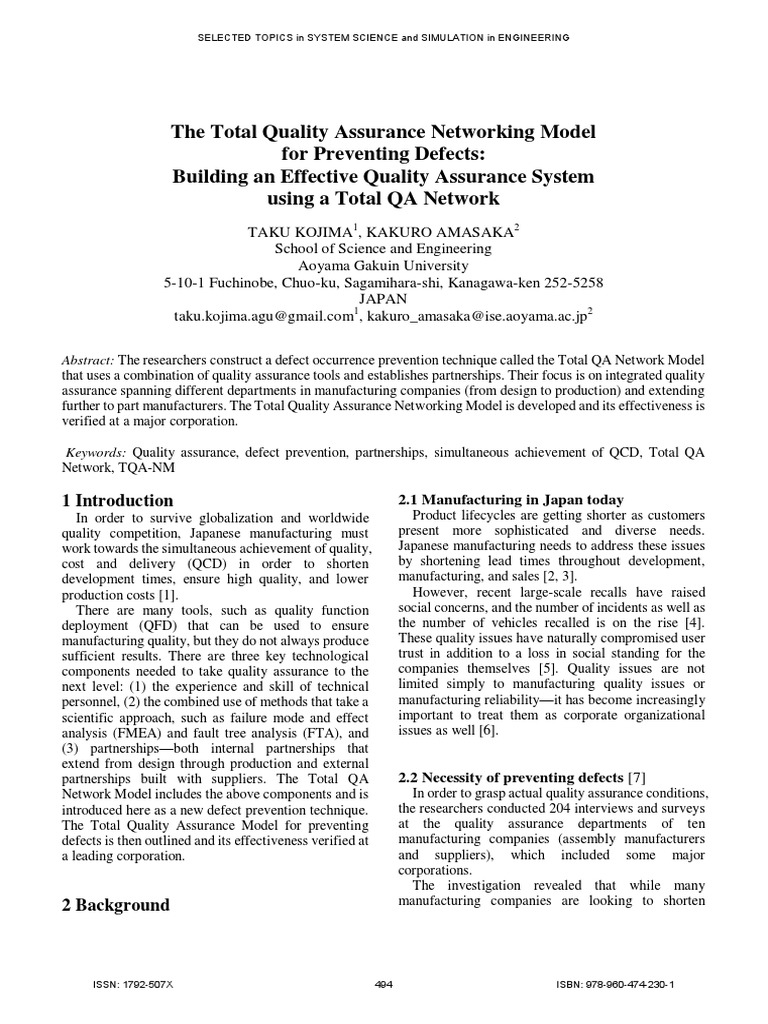 Quality Assurance Network | PDF | Quality Assurance | Economies