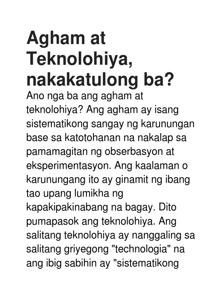 Agham at Teknolohiya | PDF