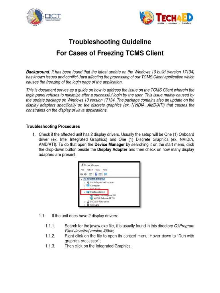 Troubleshooting Guideline For Cases of Freezing TCMS Client | PDF | Windows 10 | Graphics ...