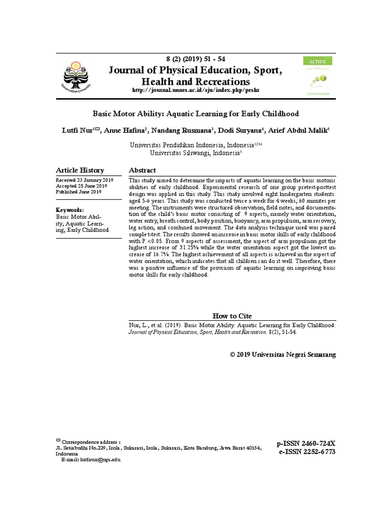 Journal of Physical Education, Sport, Health and Recreations | Download ...