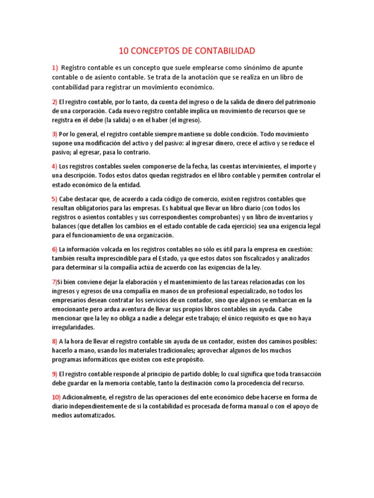 10 Conceptos de Contabilidad | PDF | Contabilidad | Contabilidad y ...