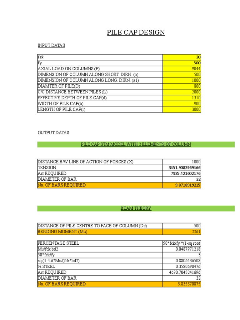 Pile Cap Design .XLSB | PDF | Deep Foundation | Column