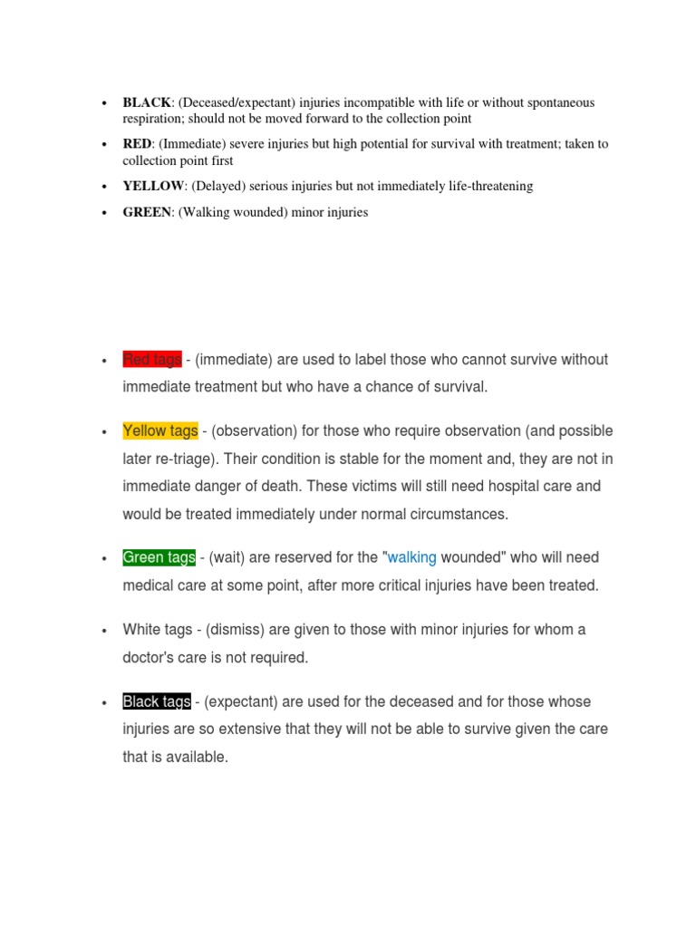 Mass Casualty Triage Color Code System Explained | PDF