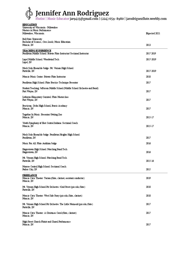 Music Educator & Flutist Profile | PDF | Orchestras | Classical Music