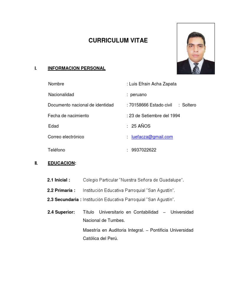 Curriculum Vitae Luis Acha | PDF | Aprendizaje | Modificación de comportamiento