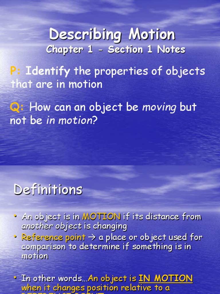 Describing Motion 1-1 Notes | PDF