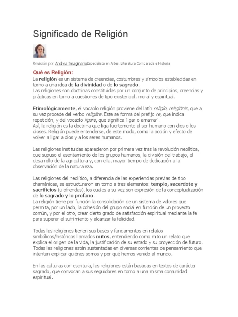Significado de Religion | PDF | Divinidad (disciplina académica ...