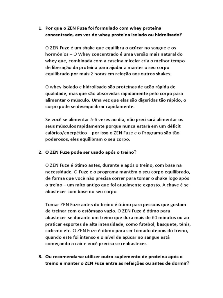 Como Usar o Zen Fuze Com o Exercício | PDF | Zen | Proteínas