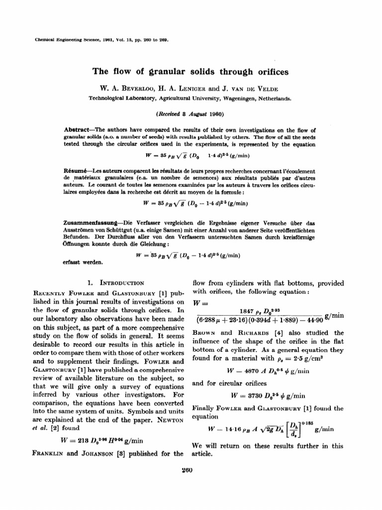 The Flow of Granular Solids Through Orifices: Chemical | PDF ...