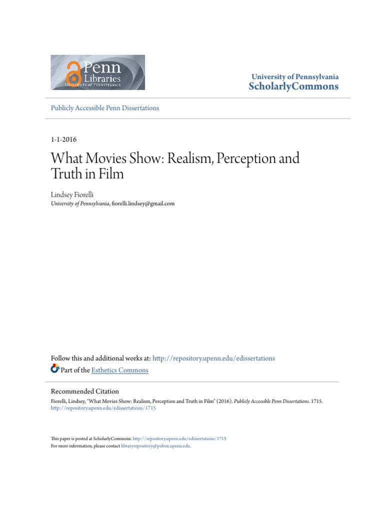What Movies Show - Realism Perception and Truth in Film | PDF ...